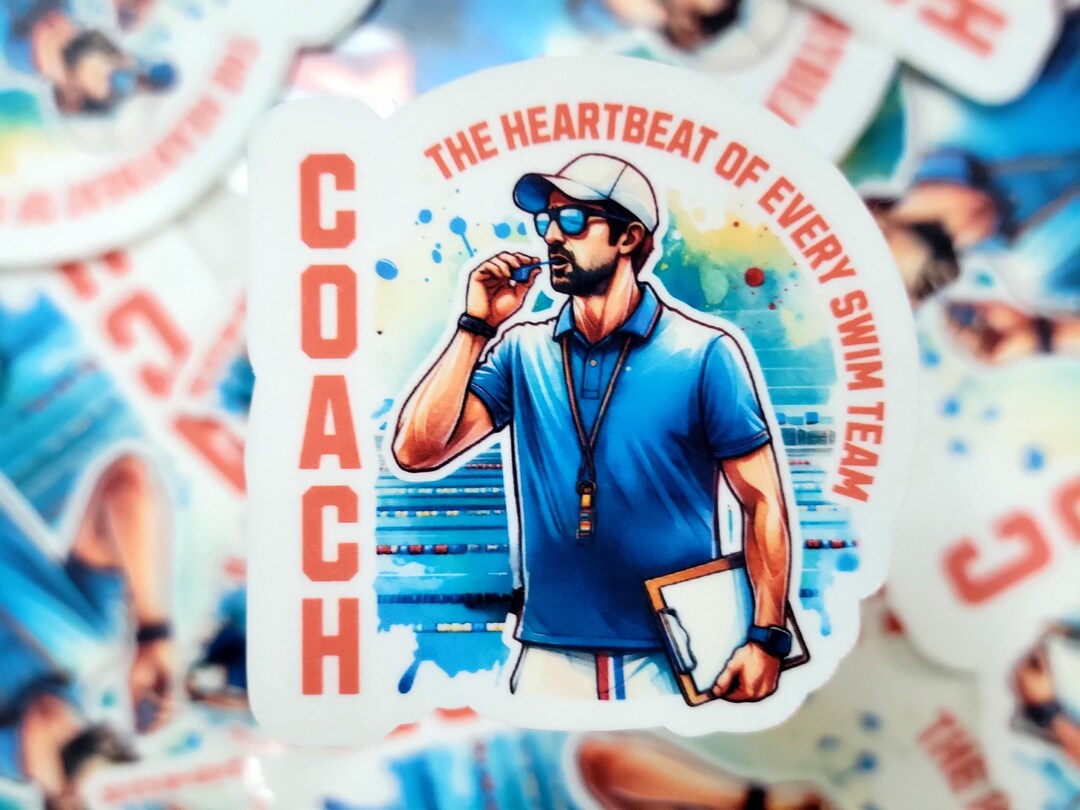 Coach the Heartbeat of Every Swim Team Sticker, Swim Team Gift ...