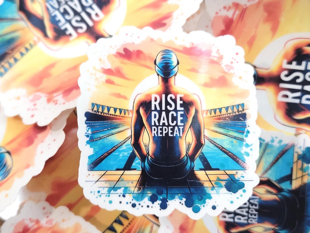 Rise Race Repeat Male Swim Sticker – Pool Sticker, Swim Team Gift ...