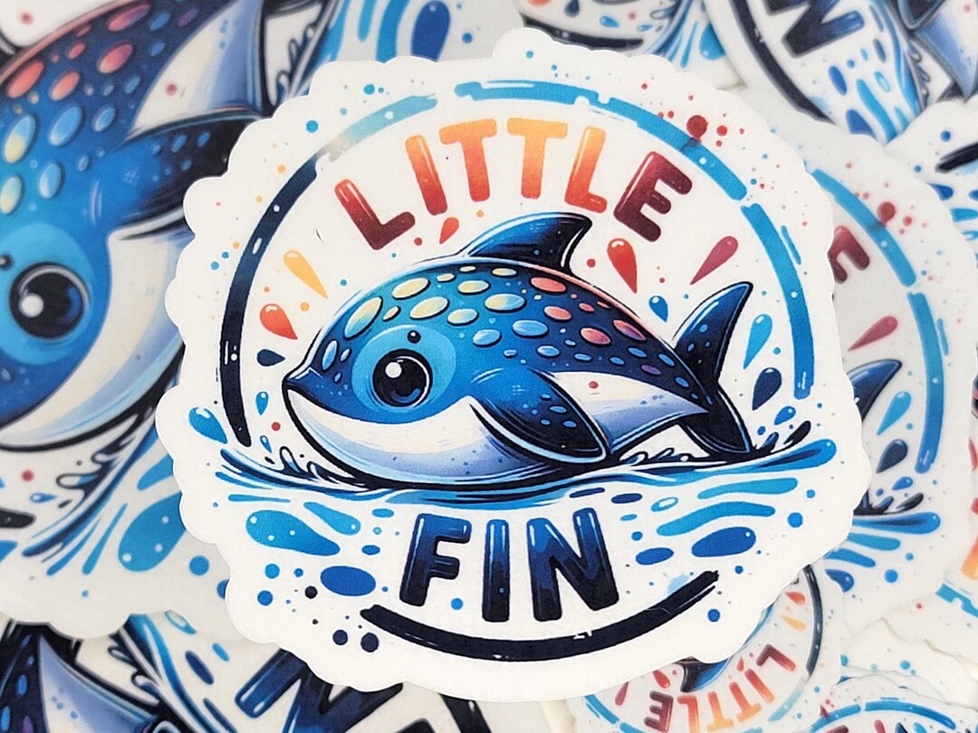 Little Fin Swim Sticker • Fun Swim Team Gift • Kids Ocean Sticker for ...