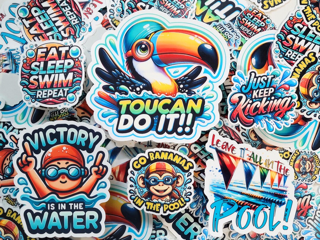 Motivational Swim Sticker Pack, Toucan, Swim Team Gift, Swim Stocking ...
