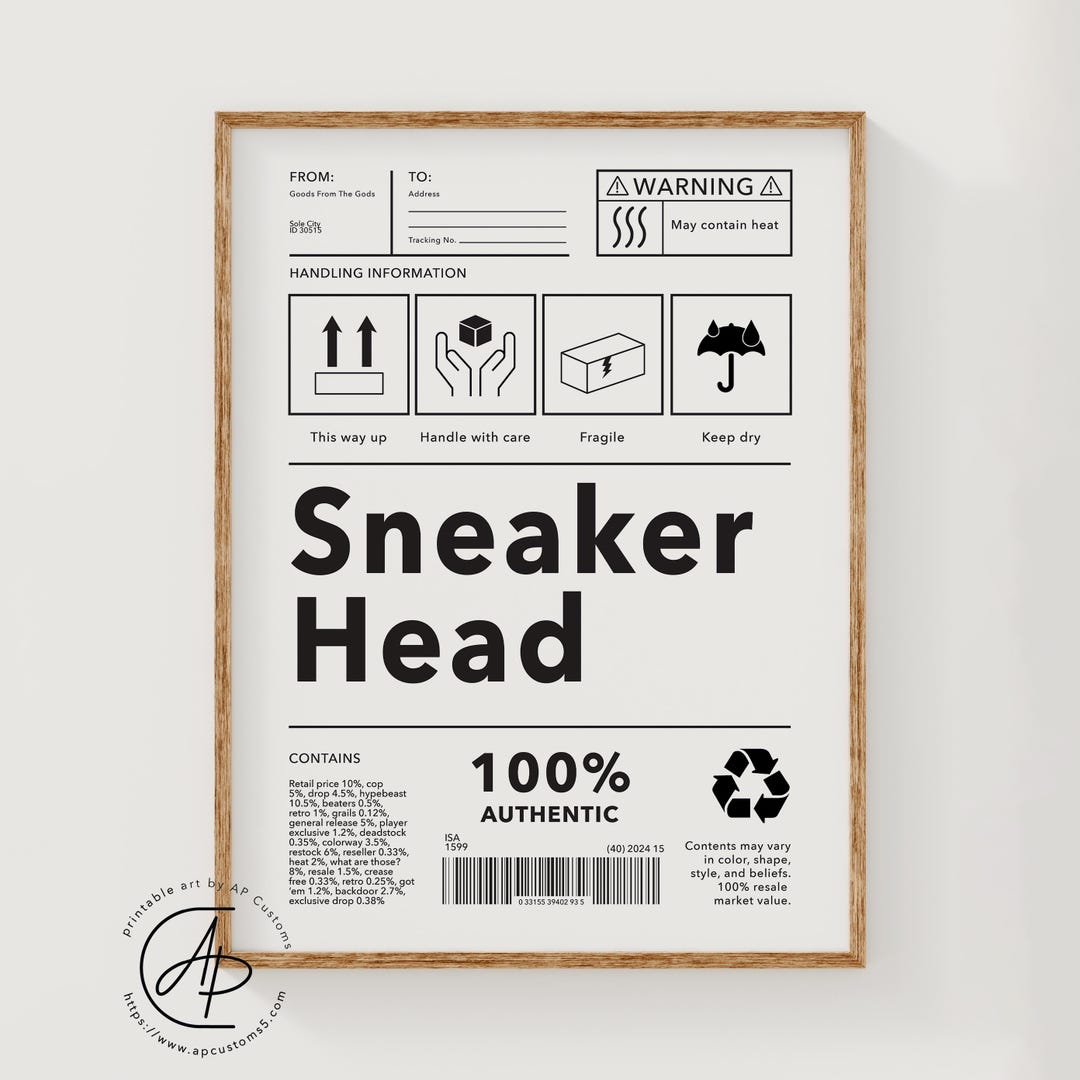 Sneakerhead Shipping Label Sneaker Art Digital Download - Etsy