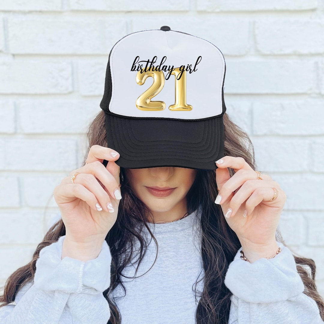 21st Birthday Girl and Birthday Crew Trucker Hats, Custom Location 21st ...