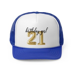 21st Birthday Girl and Birthday Crew Trucker Hats, Custom Location 21st ...