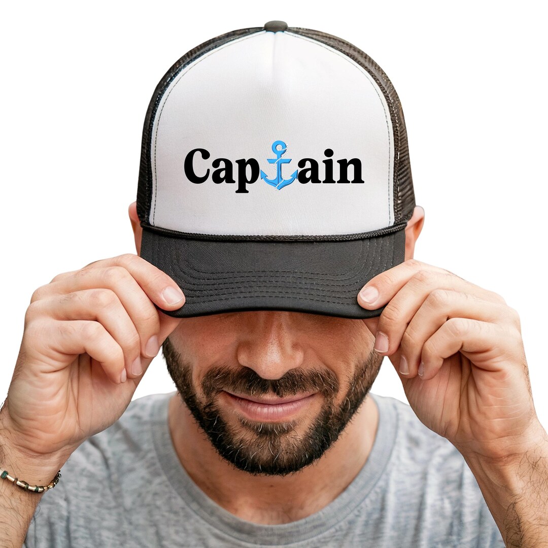 Captain Trucker Hat, Lake Day Hat Boating Captain Hat, Camping Trucker ...