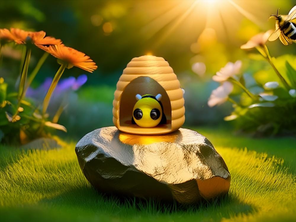 Miniature Beehive With Flexi Baby Bee LED Lighted Beehive Display With ...