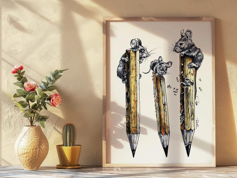 Digital Download Ready to Print Ink Draw Mouse - Etsy