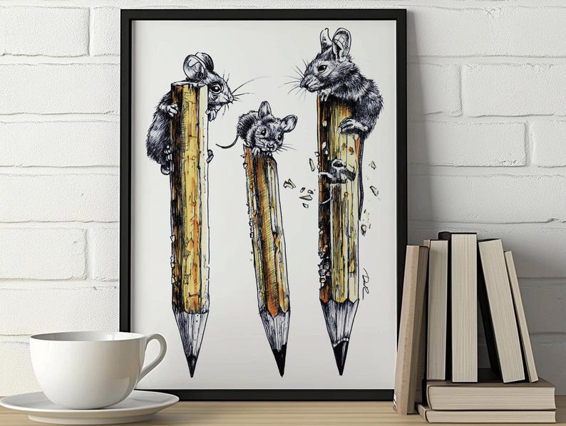Digital Download - Ready to Print Ink Draw - Mouse - Etsy
