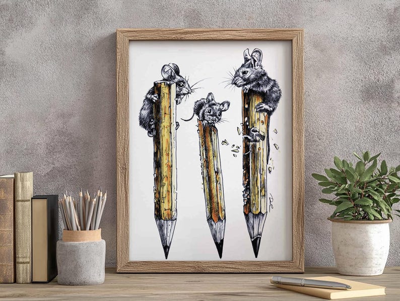Digital Download - Ready to Print Ink Draw - Mouse - Etsy