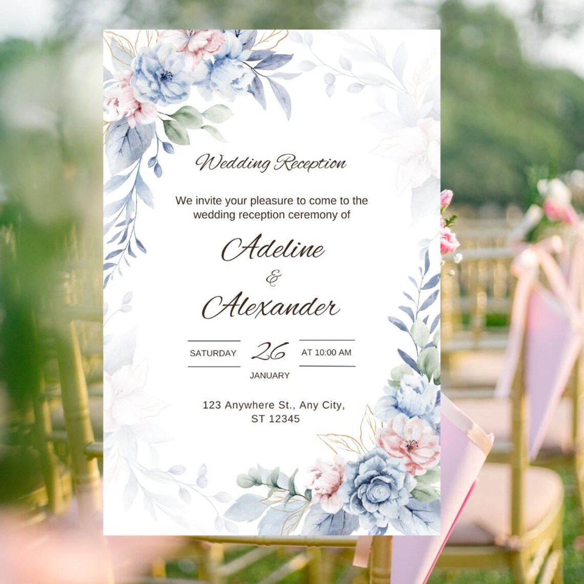 Editable Bloom Flower Wedding Invitation Template | Love in Bloom ...