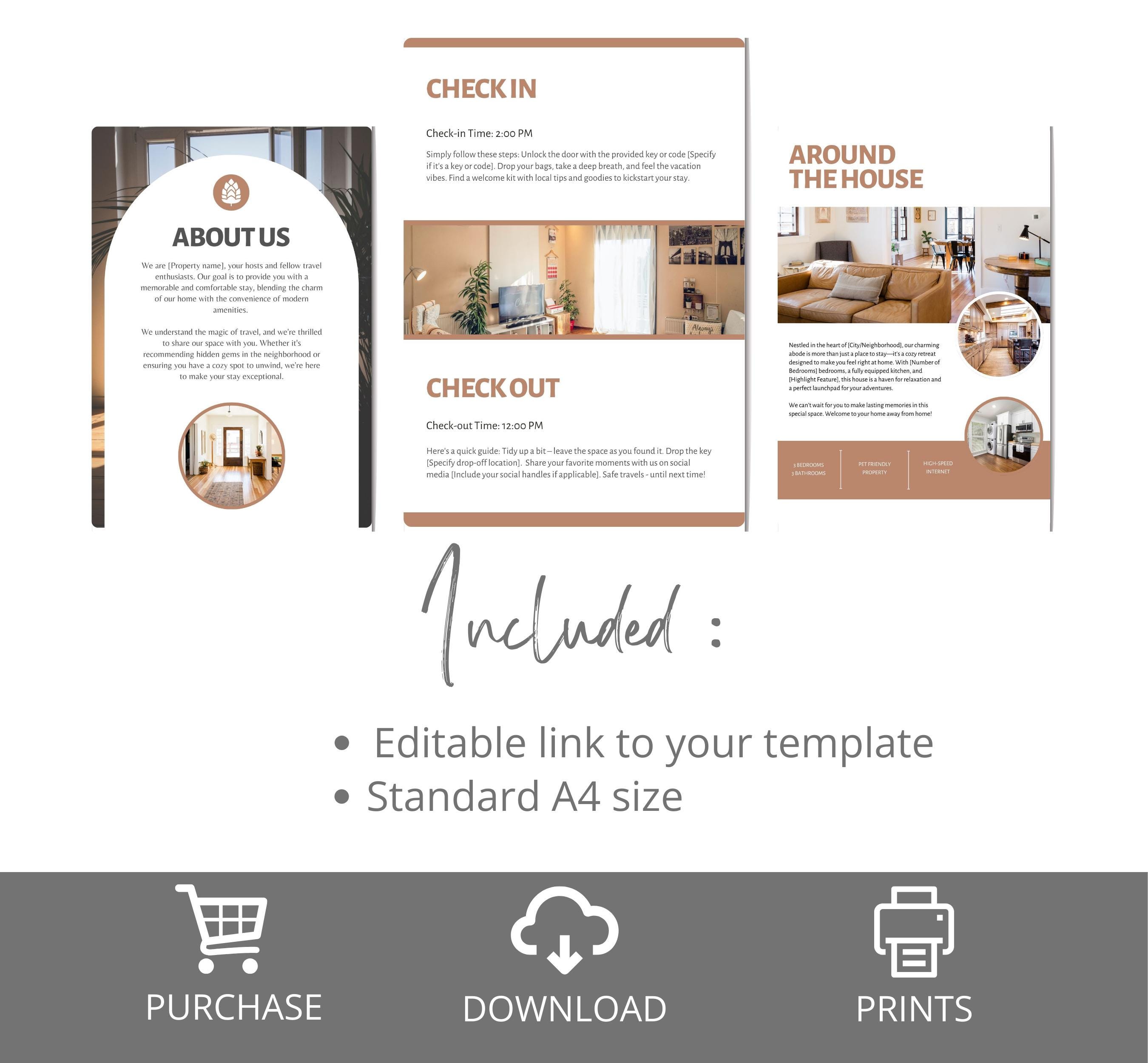 Editable Airbnb Template | Airbnb Welcome Book Template | Editable ...