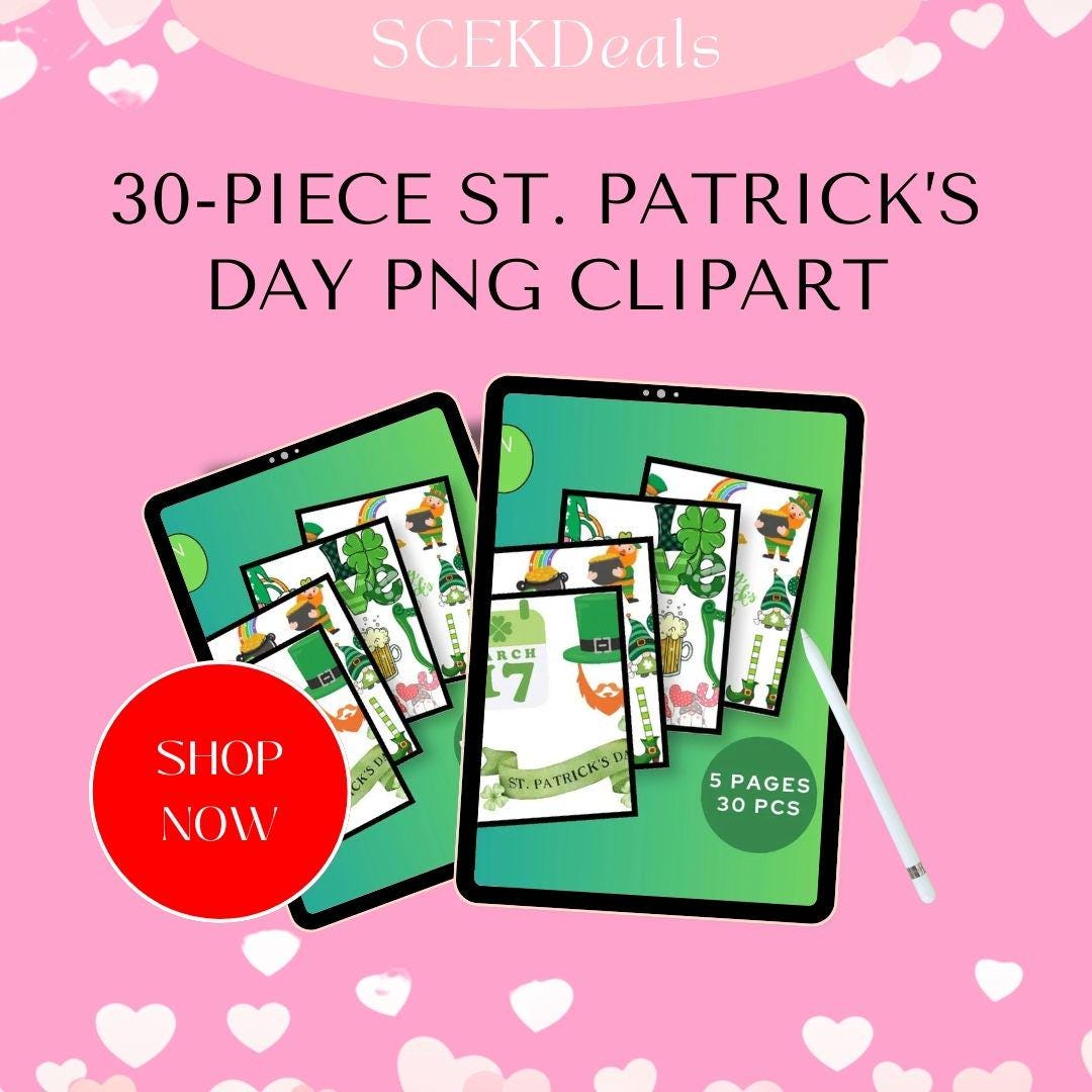30-piece St. Patrick’s Day PNG Clipart | 5 Pages | Digital Download - Etsy