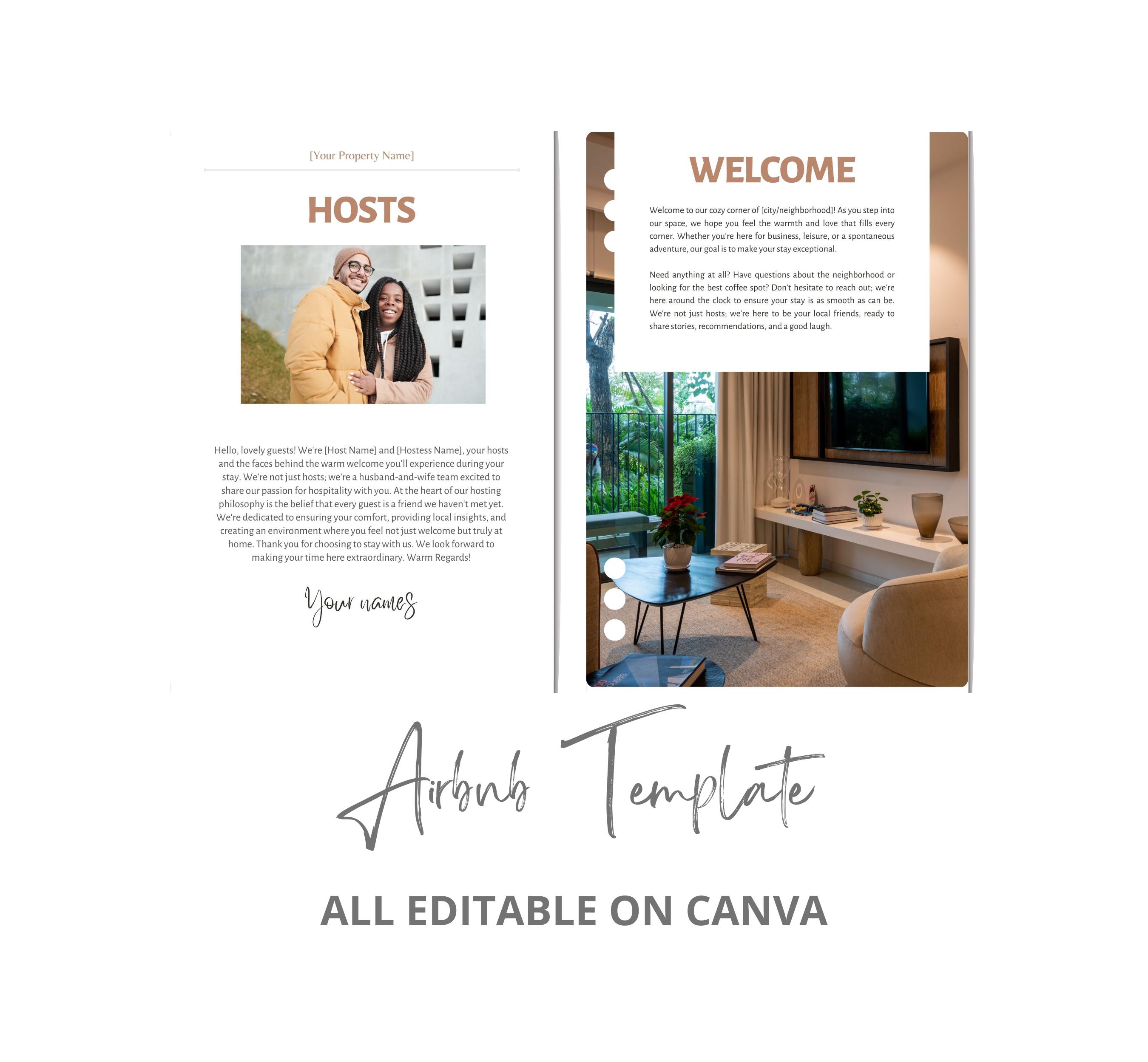 Editable Airbnb Template | Airbnb Welcome Book Template | Editable ...