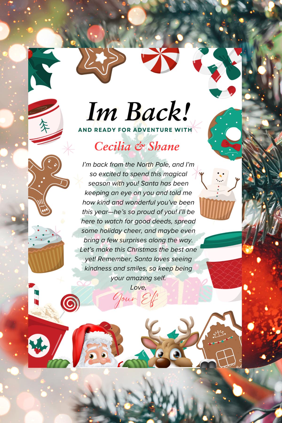 Editable Elf Arrival Letter - "i'm Back" Christmas Elf Welcome Note ...