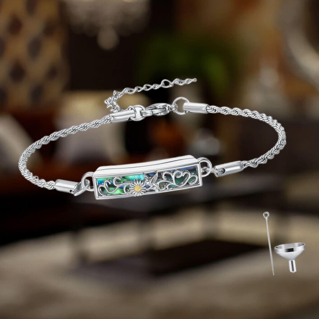 Urn Bracelet for Ashes 925 Sterling Silver Cremation Jewelry Abalone ...