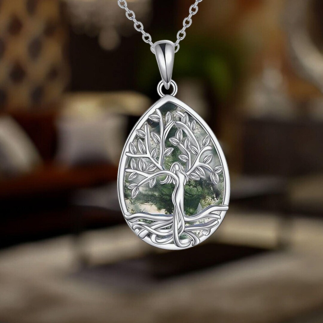 Teardrop Tree of Life Necklace 925 Sterling Silver Teardrop Necklace ...