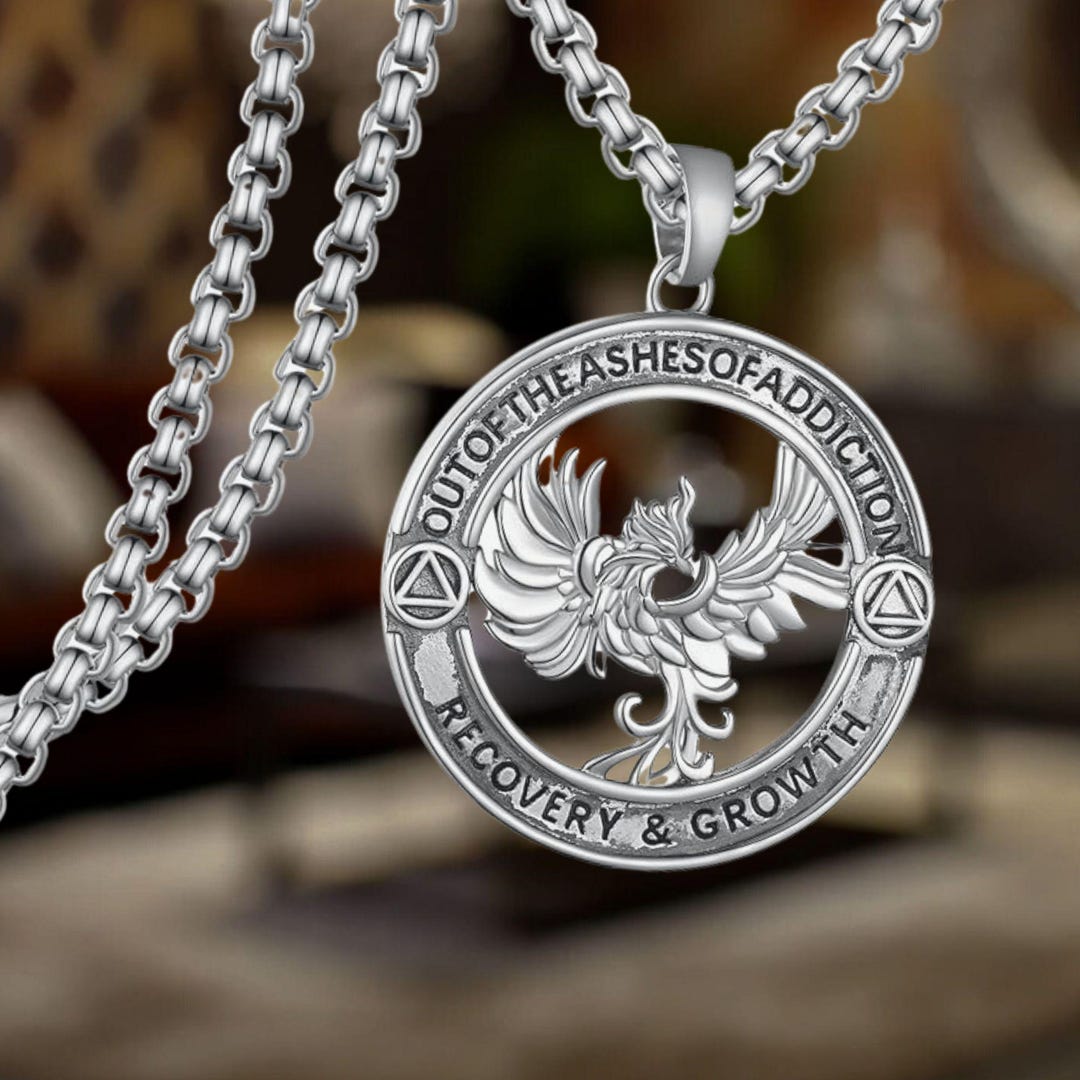 Phoenix Necklace 925 Sterling Silver Recovery Symbol Sobriety Gifts for ...