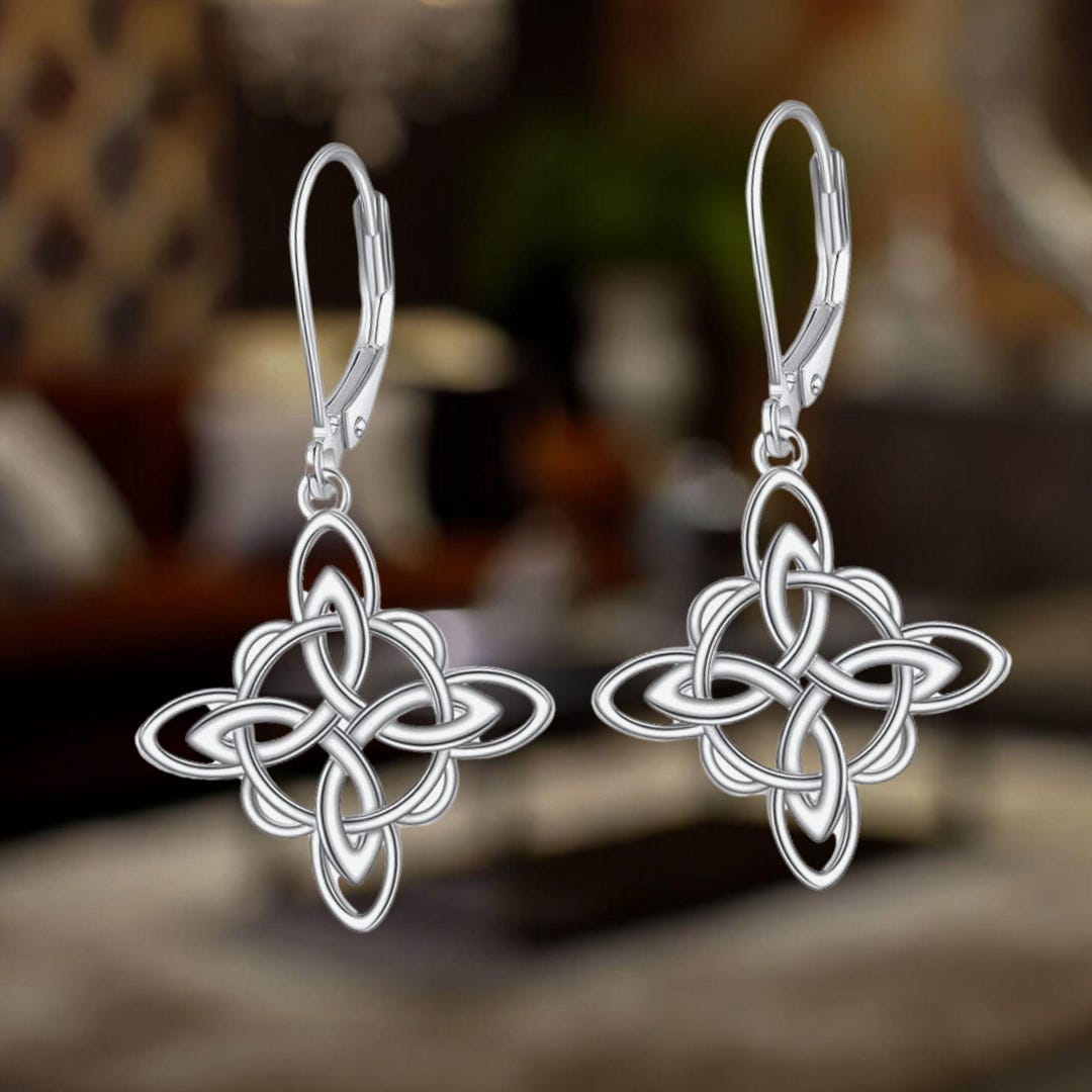 925 Sterling Silver Witches Knot Leverback Dangle Earrings Earrings ...