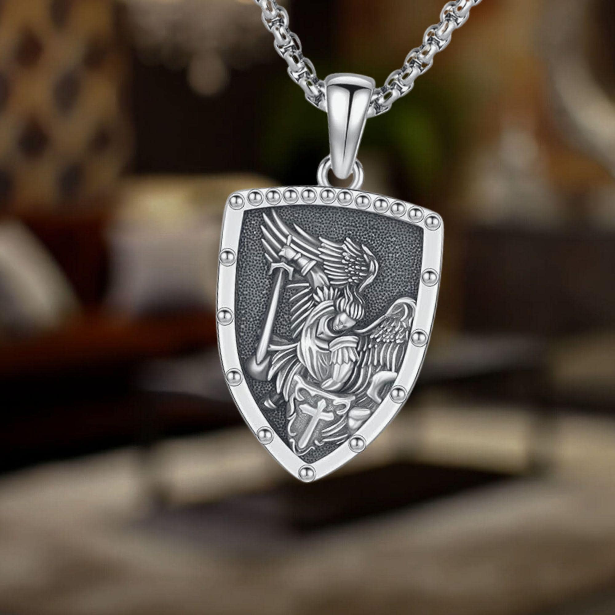 Saint Michael Necklace 925 Sterling Silver Pendant Necklace St Michael ...