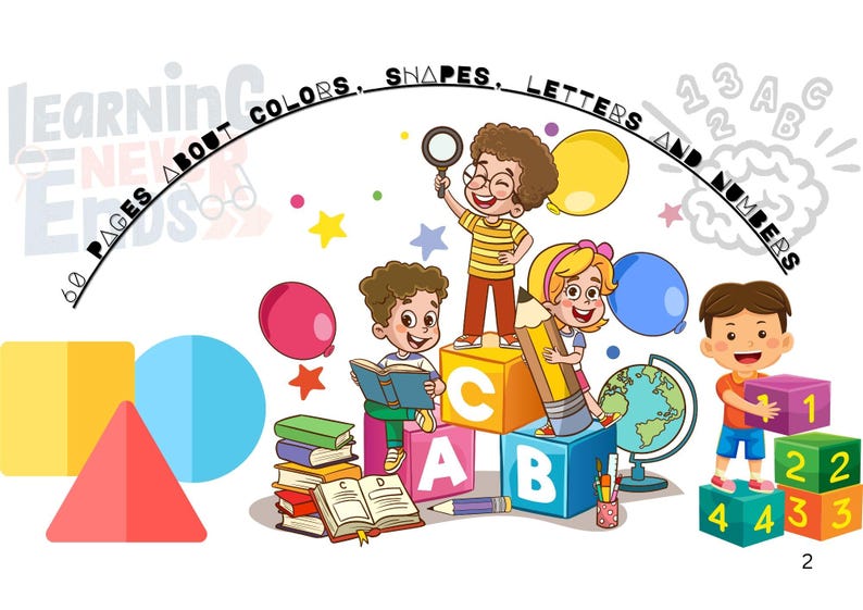 60 Pages About Colors, Shapes, Numbers, and Letters - Etsy