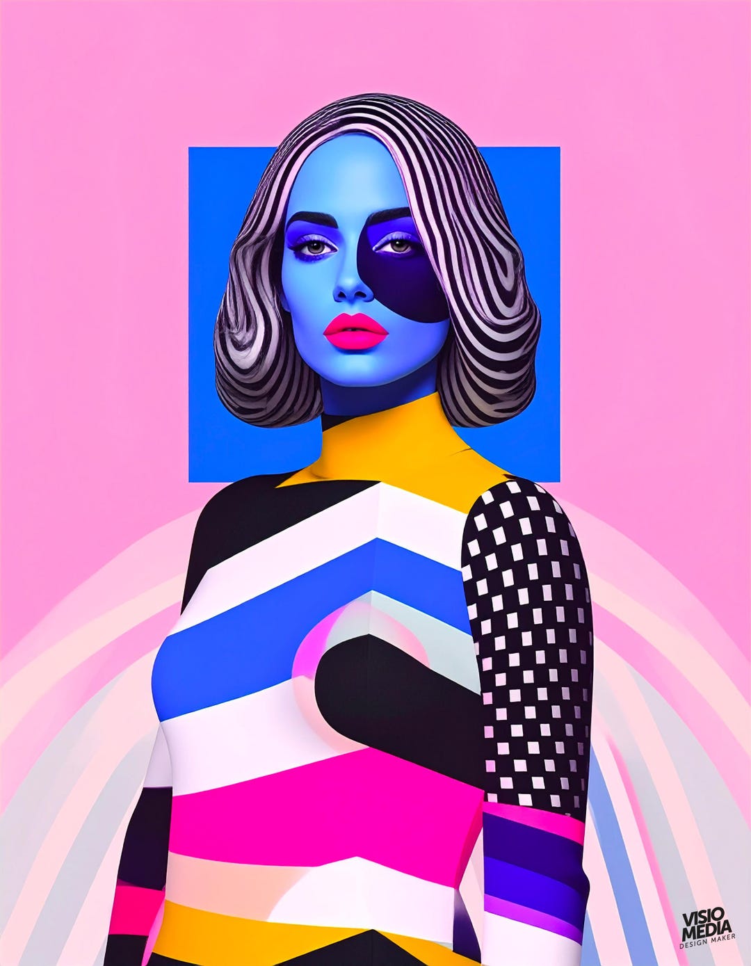 Pop Mirage, a Pop Art Portrait With Geometric Patterns, Perfect for ...