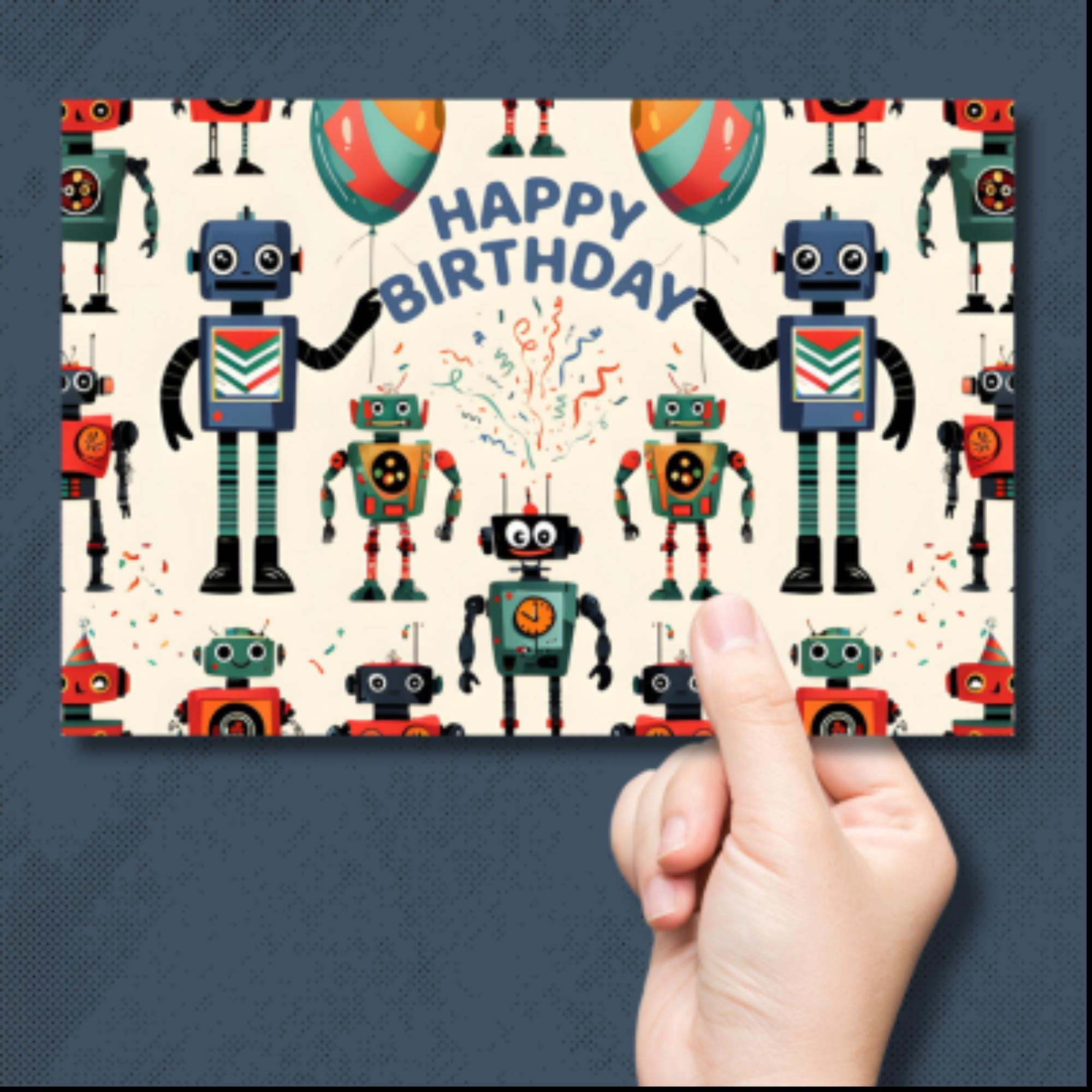 Robot Birthday Card for Kids - Fun Robot Theme Card for Boys & Girls ...