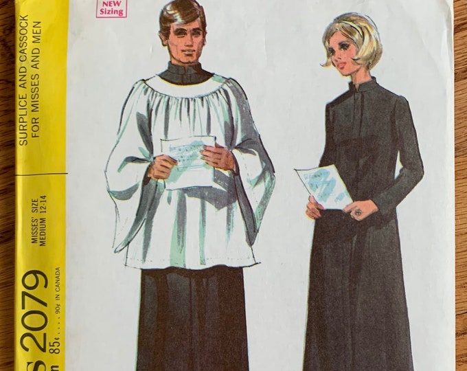 Vintage 1960s Sewing Pattern, B34-36" Womens Surplice and Cassock ...
