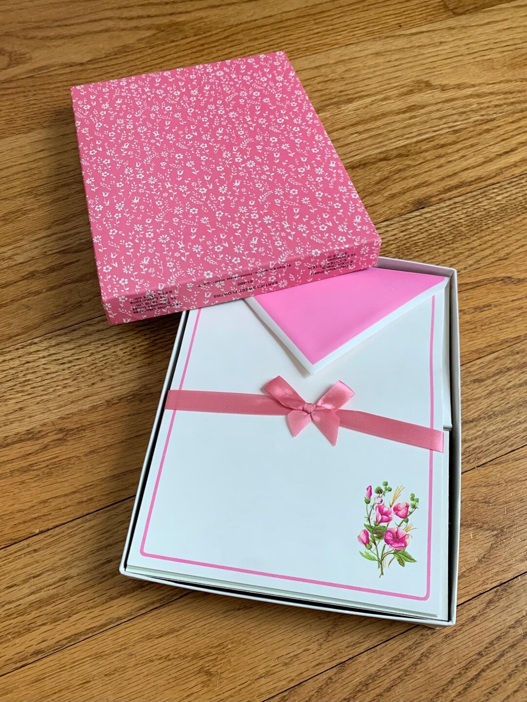 Vintage 1980s Pink Floral Stationery Set - Unused Pratt & Austin ...