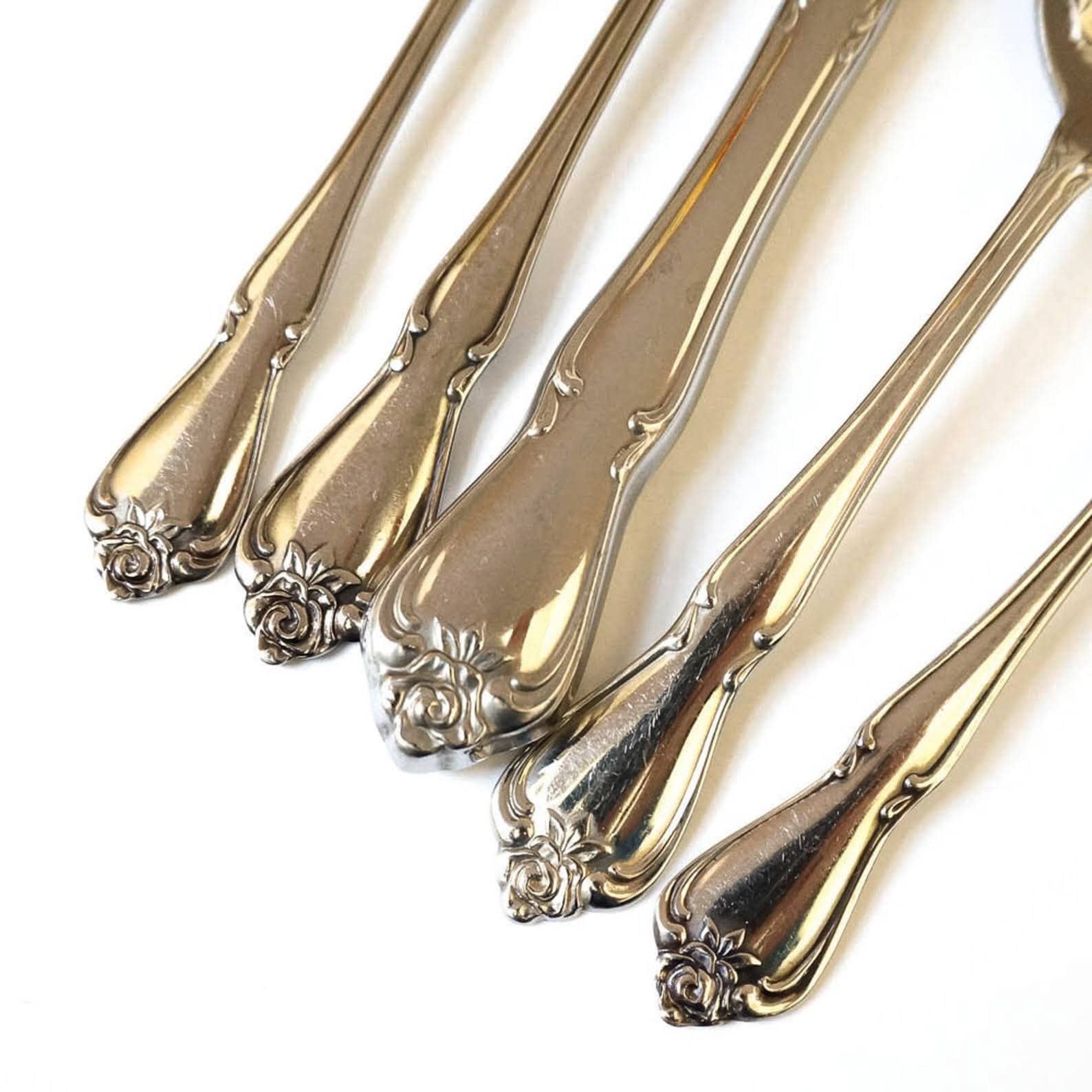 Vintage Oneida Arbor Rose Stainless Flatware, Ice Tea Spoons, Serving ...
