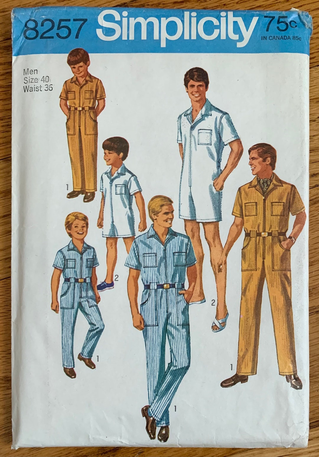 Men's Jumpsuit in Two Lengths B40" W36" Vintage 60s Sewing Pattern, Simplicity 8257 FF - Etsy