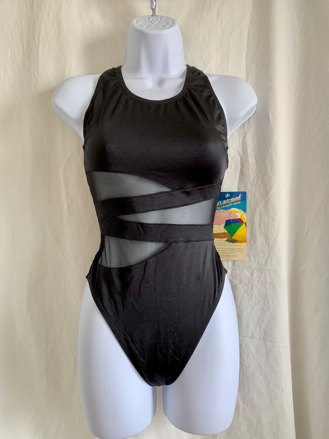 Vintage 1980s Womens Swimsuit Small, Sun Streak Newport News High Cut ...