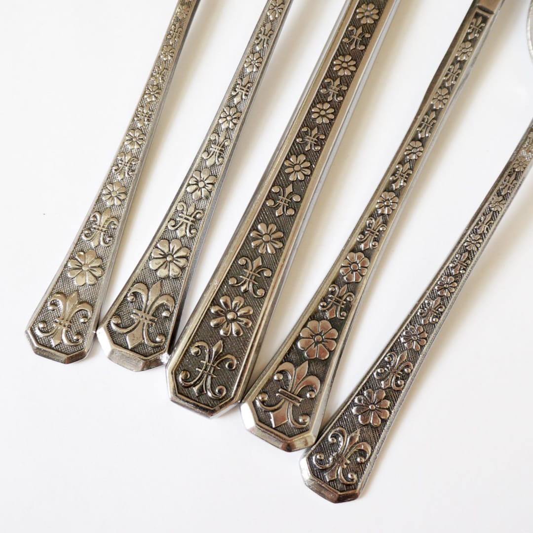 Vintage 1970s Interpur Florenz Stainless Flatware - Eight Petal Flower ...