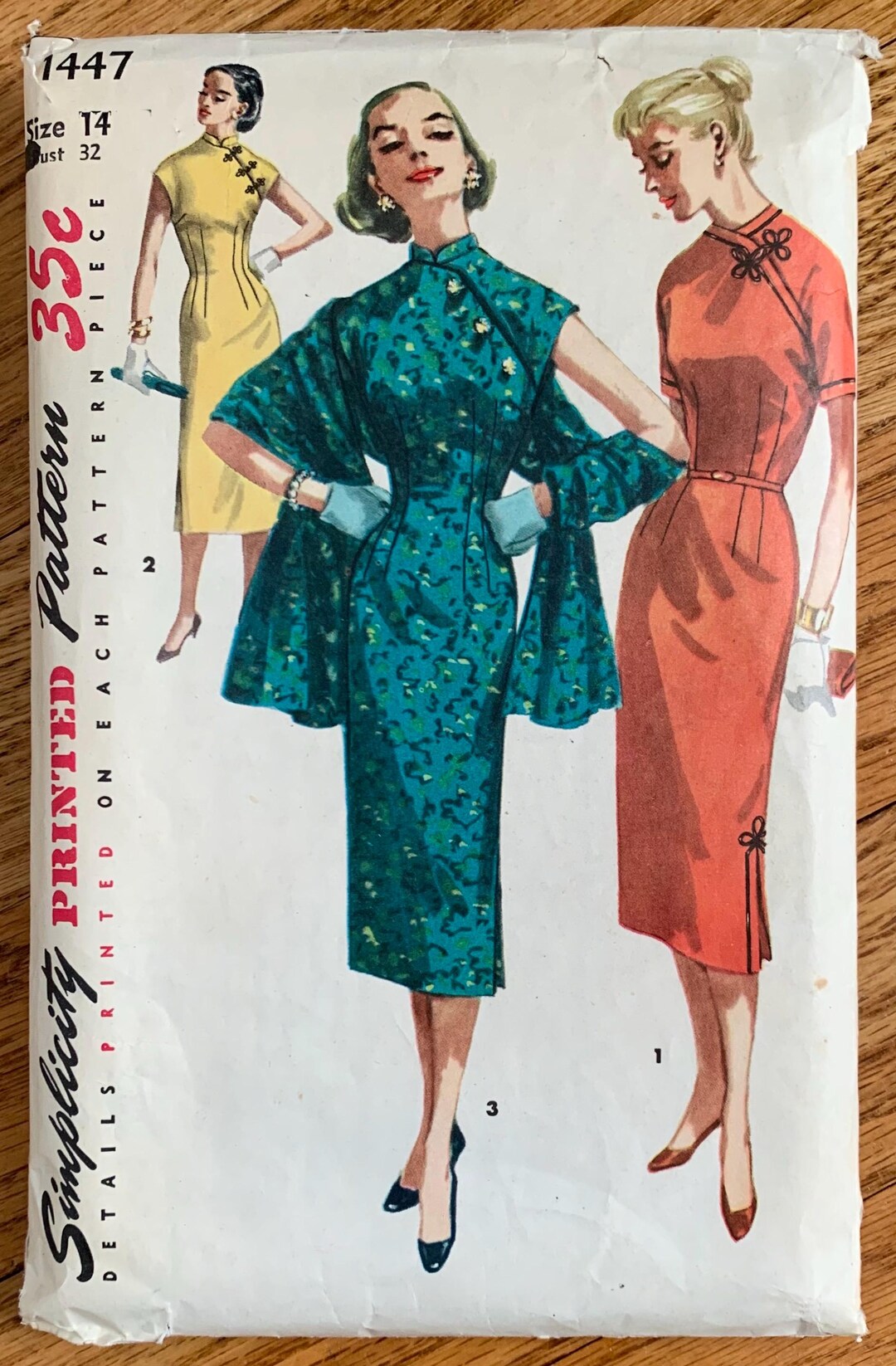 Vintage 1950s Women's Cheongsam Dress & Stole Sewing Pattern ...