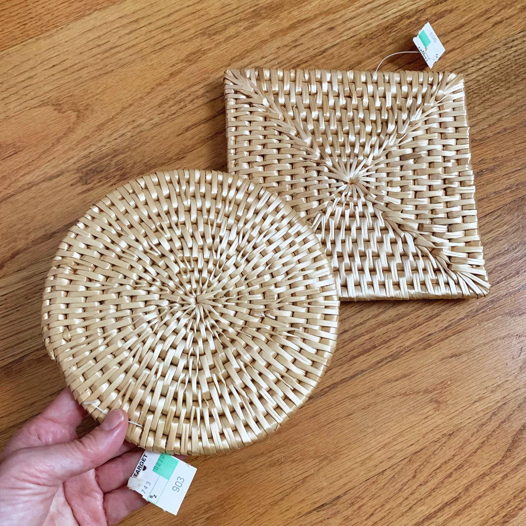 Vintage 1960s 70s Woven Straw Trivets Set of 2 DEADSTOCK - Etsy