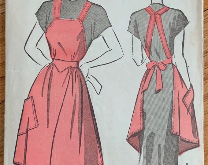 Vintage 1940s Sewing Pattern, B32-34" Womens Full Apron With Pocket ...