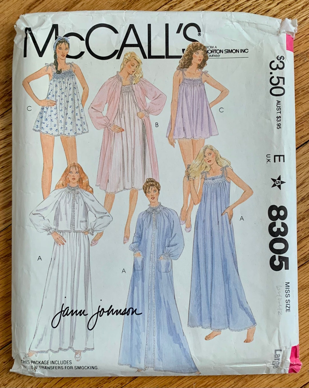 Vintage 1980s Womens Sewing Pattern B40-42 Robe or Bed Jacket Nightgown ...
