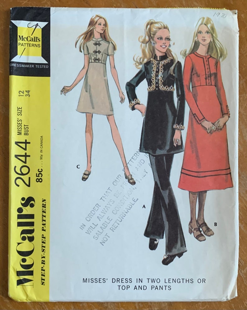 Vintage 1970s Sewing Pattern B34 Womens Mod Dress in - Etsy