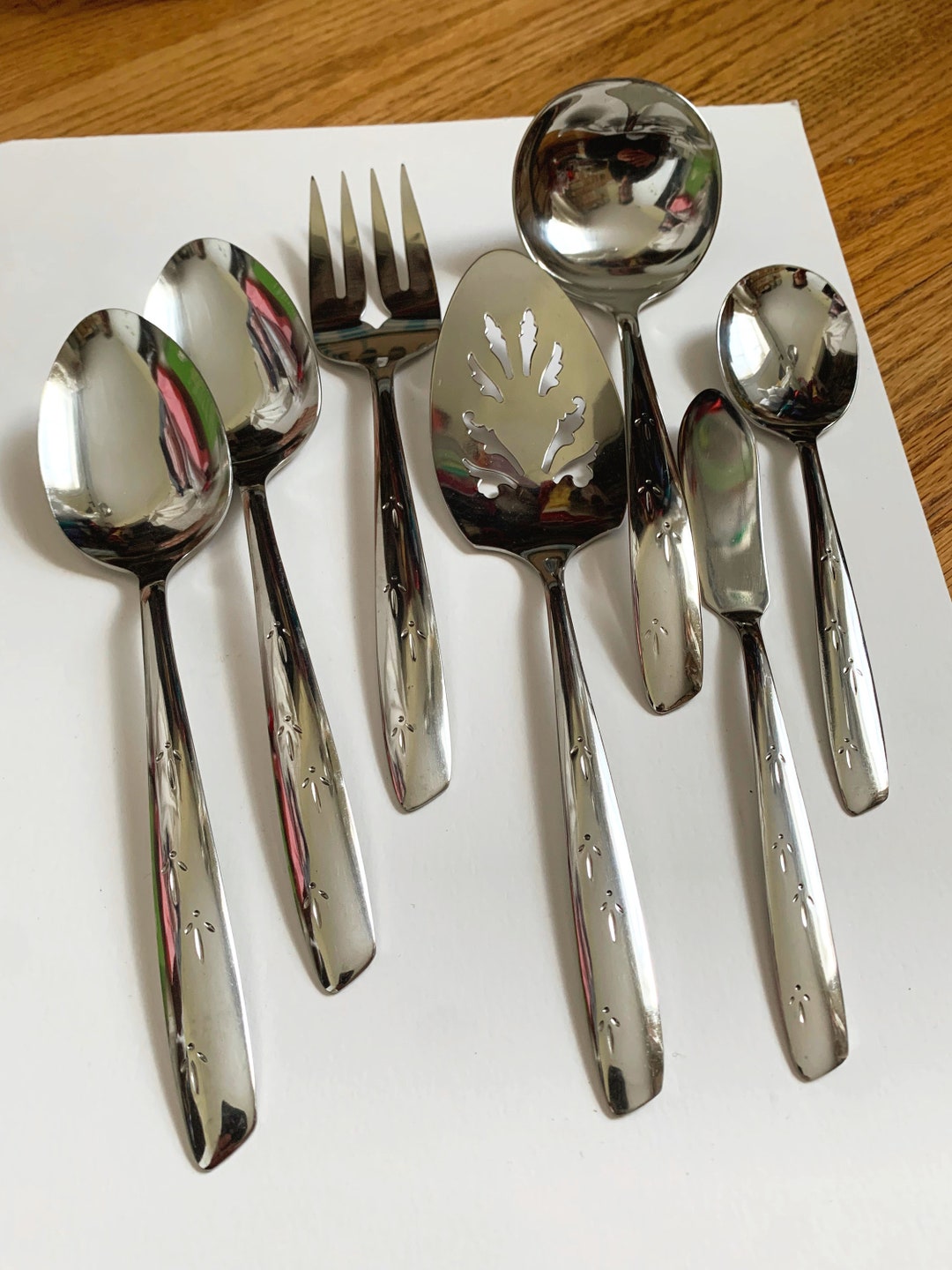 Vintage 1990s Oneida Desert Sand Stainless Steel 7-piece Serving ...
