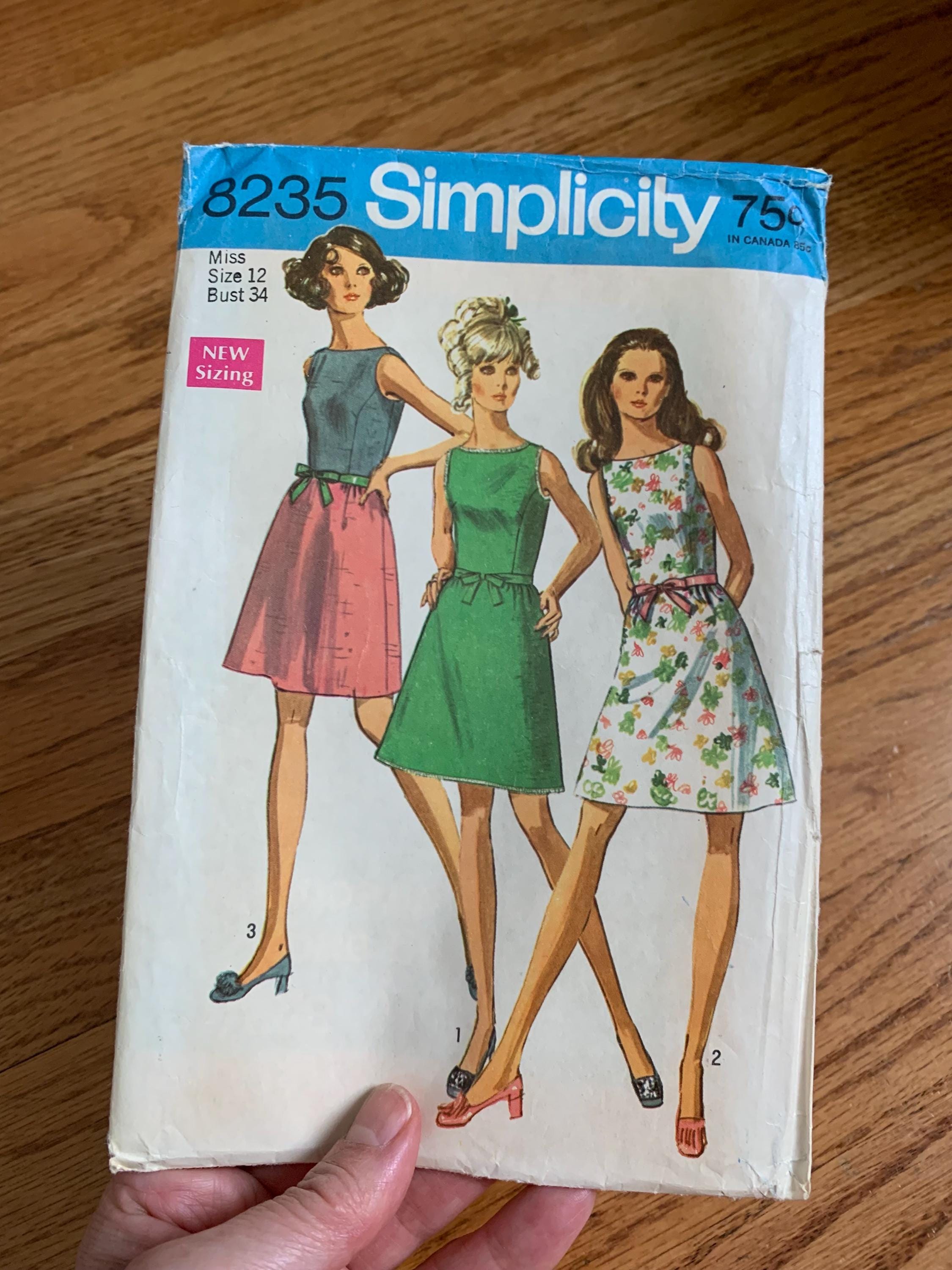Vintage 1960s Women's Mod A-line Dress - Simplicity 8235 UNCUT (bust 34 ...