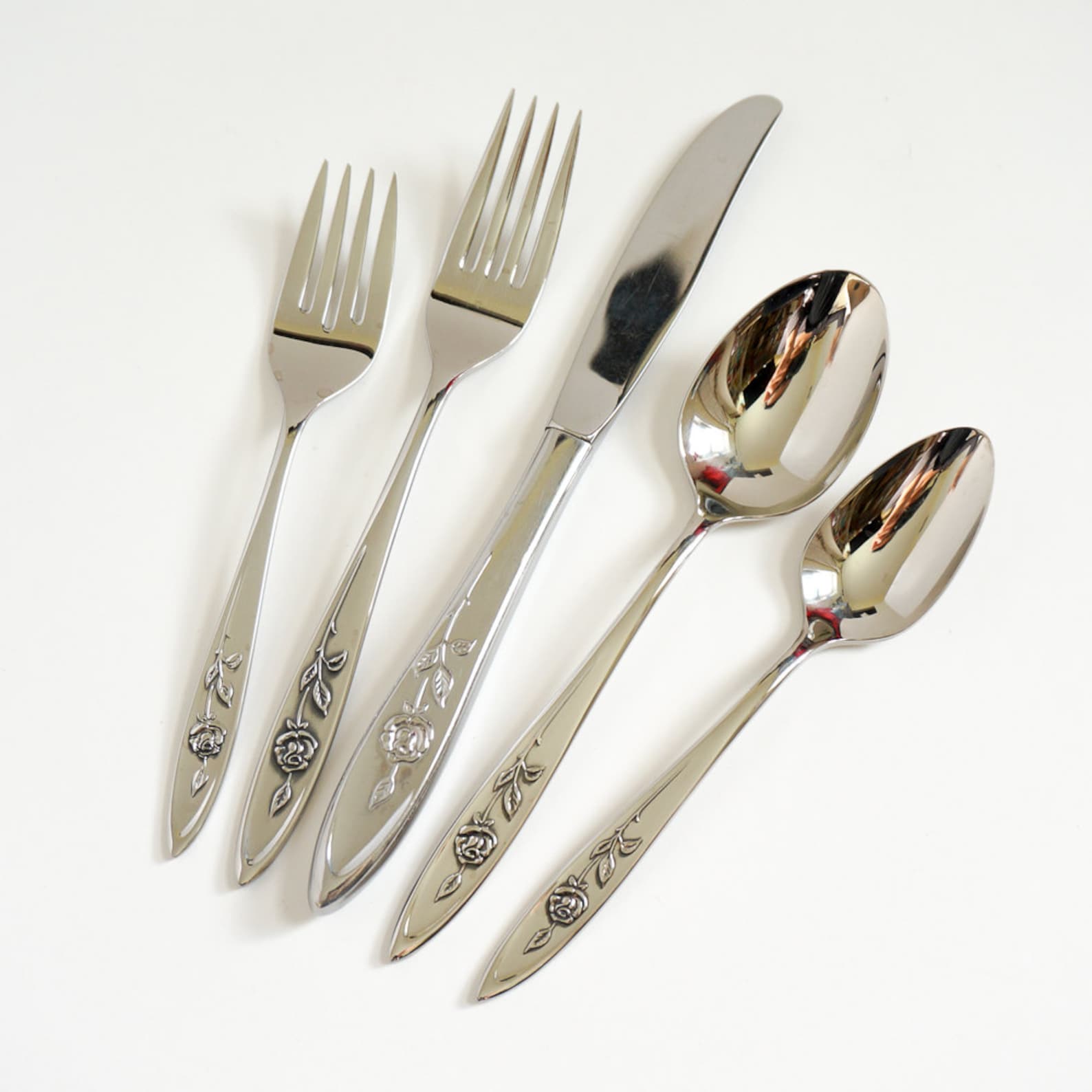 Vintage 1960s Oneida Community My Rose Stainless Flatware & Serving ...