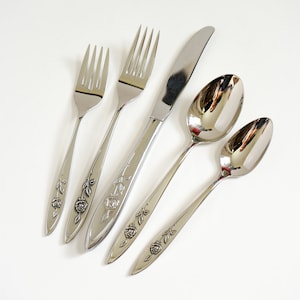 Vintage 1960s Oneida Community My Rose Stainless Flatware & Serving ...