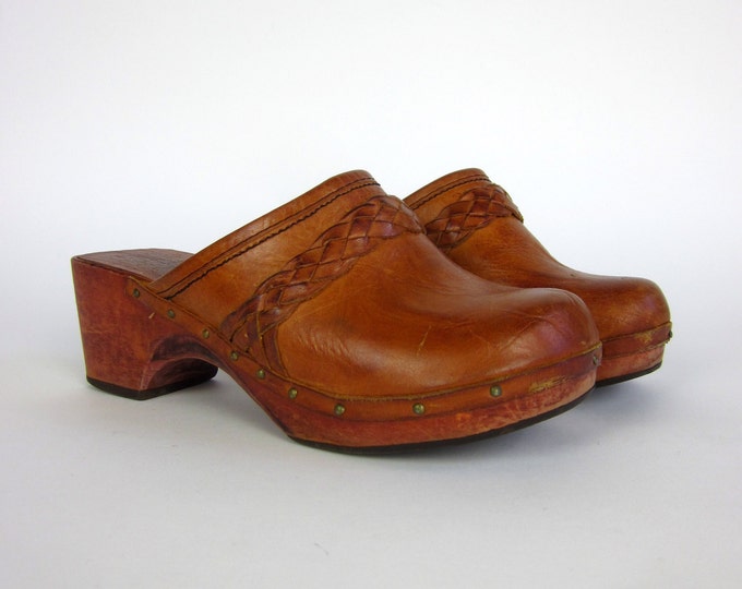 Womens Size 5 Leather Clogs 70s / Vintage Kinney Shoes - Etsy