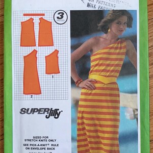 B36" Women's One Shoulder Dress or Top, Stretch Knit, Vintage 1980s ...