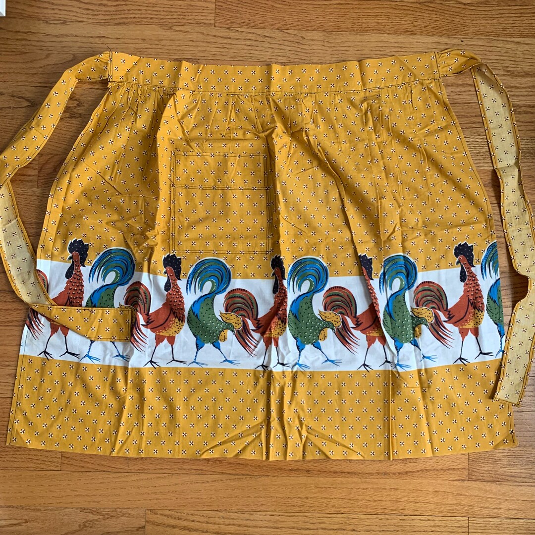 Vintage 1960s Apron, Cotton Apron Rooster Pattern Unused - Etsy