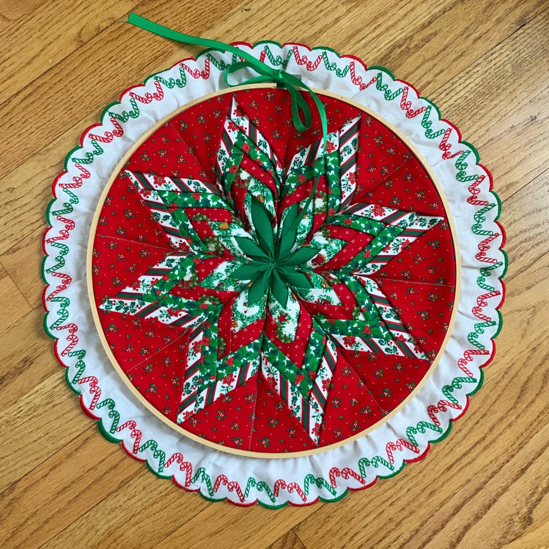 Vintage 1970s 80s Quilted Folded Star Christmas Wall Hanging 16 on ...