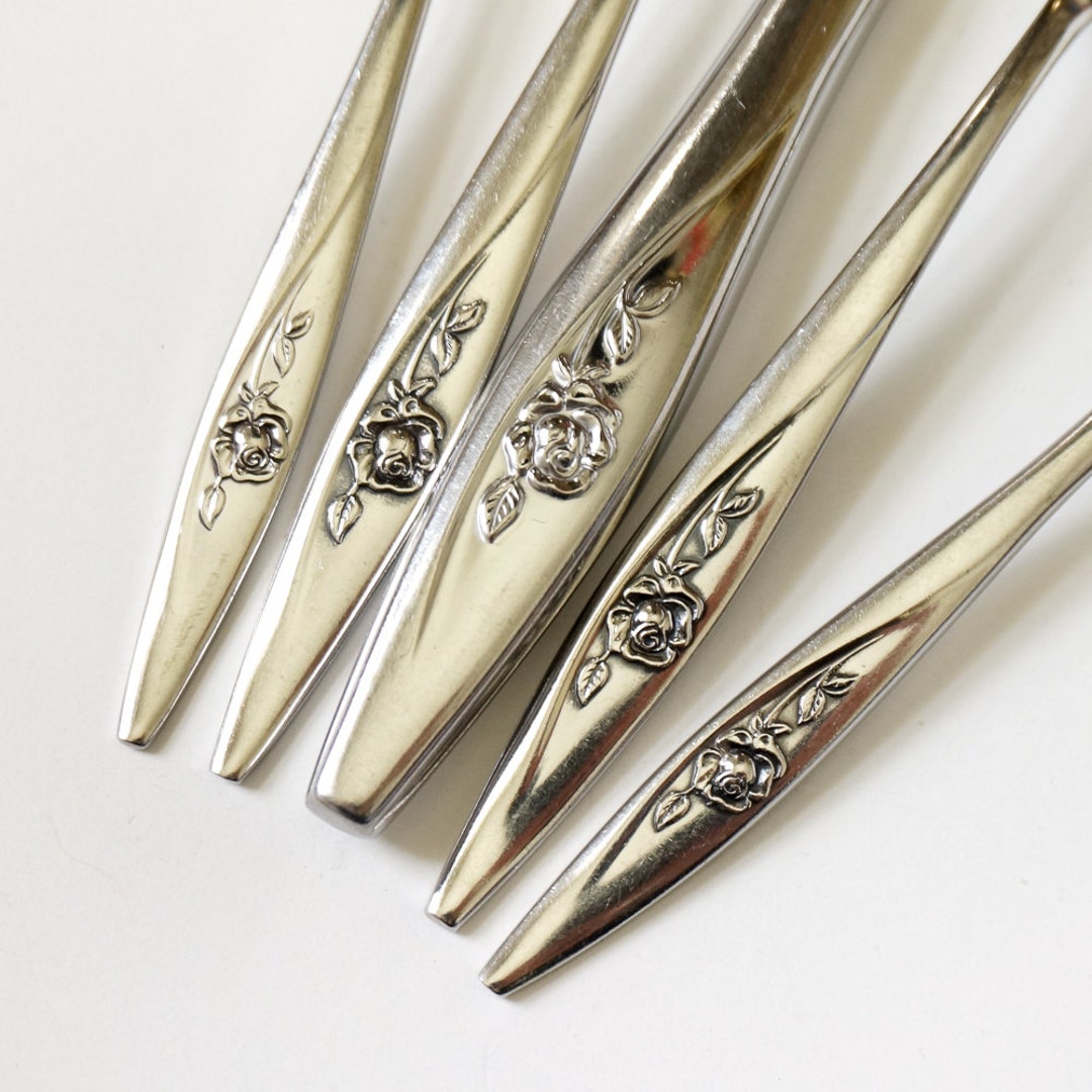 Vintage 1960s Oneida Lasting Rose Stainless Flatware & Serving Utensils - Floral Pattern ...