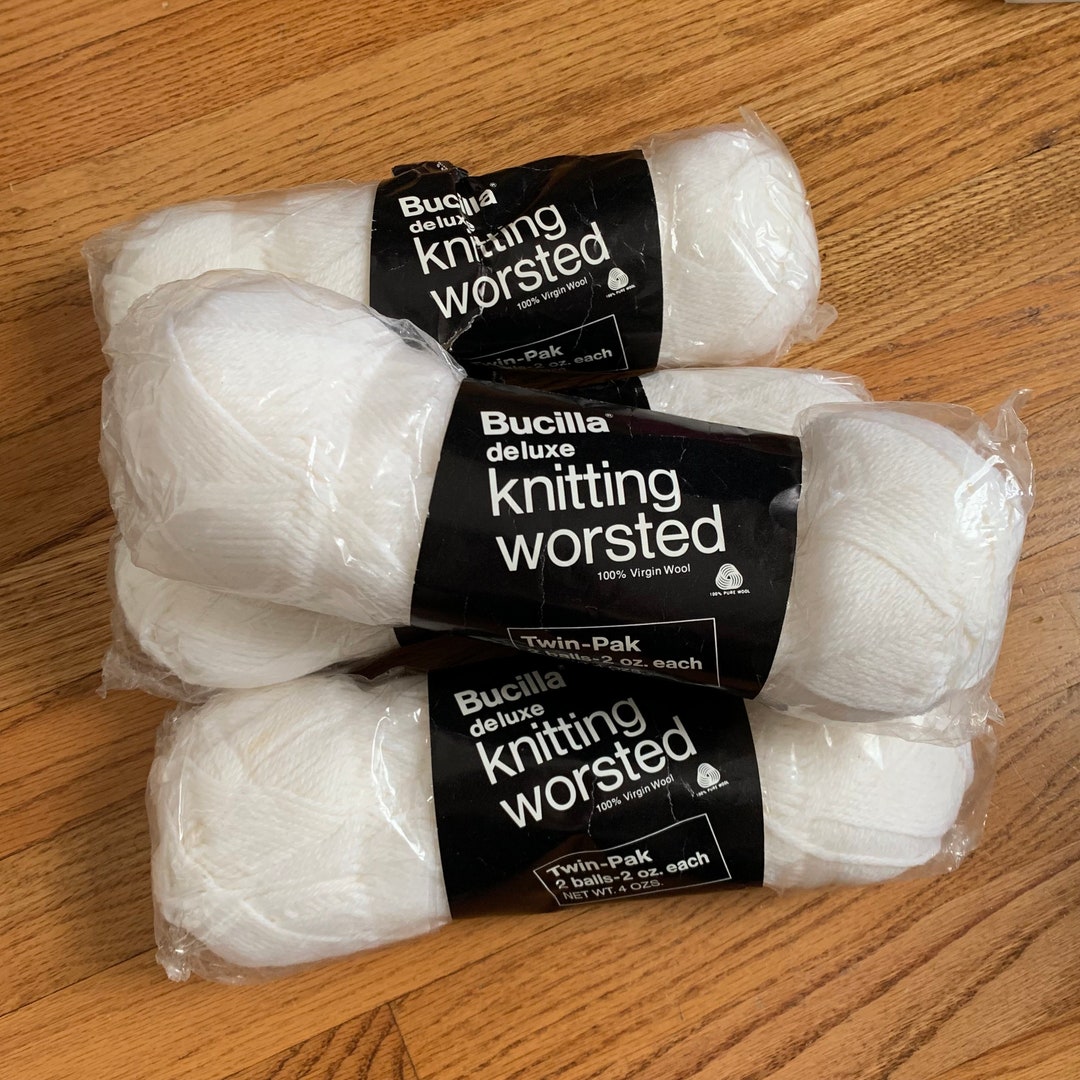 Vintage 1970s 80s Bucilla Virgin Wool Knitting Yarn Skein Ivory White 5 ...