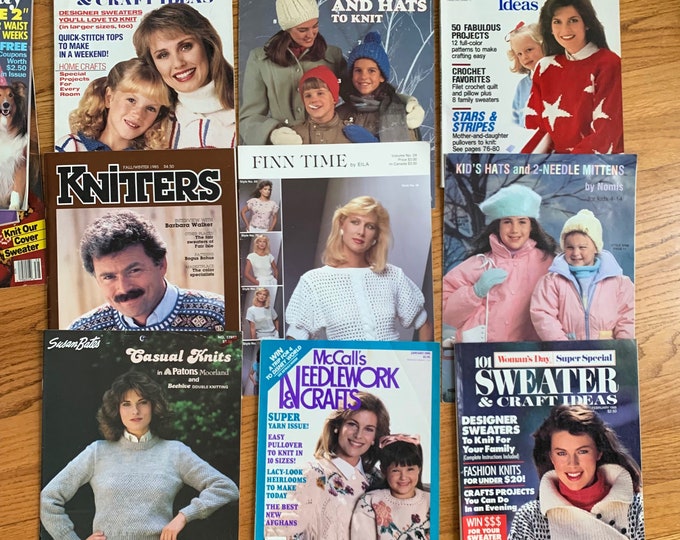 REDUCED Vintage 1980s Knitting Pattern Magazine Set of 9, Needlework ...