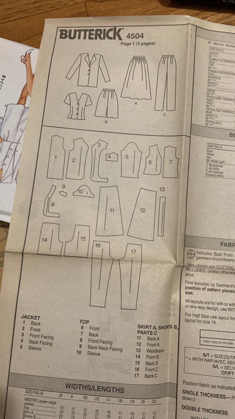 Vintage 90s Butterick 4504 Women's Professional Wardrobe Sewing Pattern ...