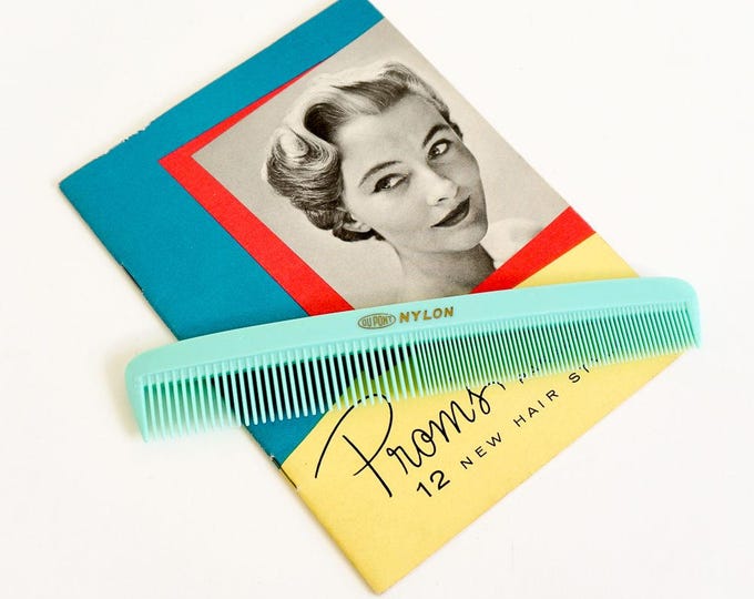 Vintage 1960s Hair Comb / 60s Dupont Nylon Turquoise Plastic Comb VGC ...