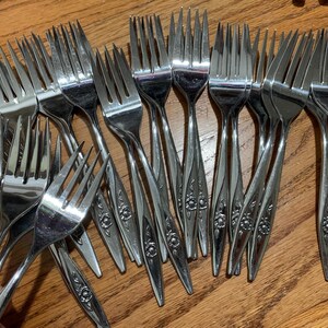Vintage 1960s Oneida Lasting Rose Stainless Flatware & Serving Utensils ...